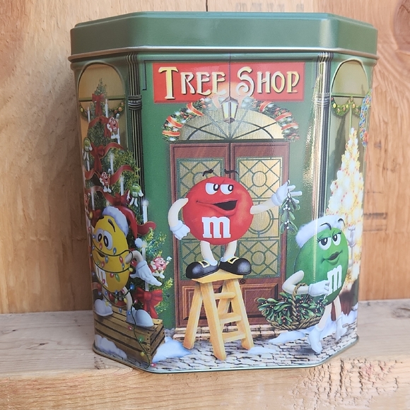 M&M'S | Holiday | Mms Tree Shop Tin With Red Yellow And Green ...